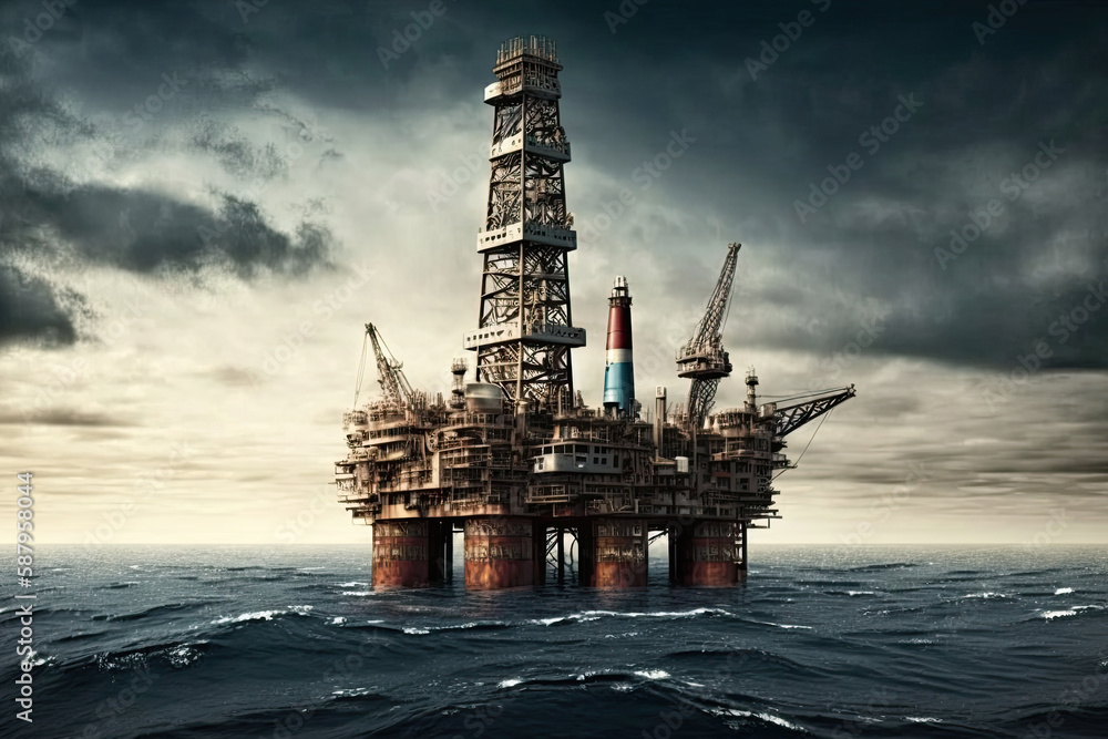 Offshore drilling rig at sea. Platform for oil production. Oil and gas ...