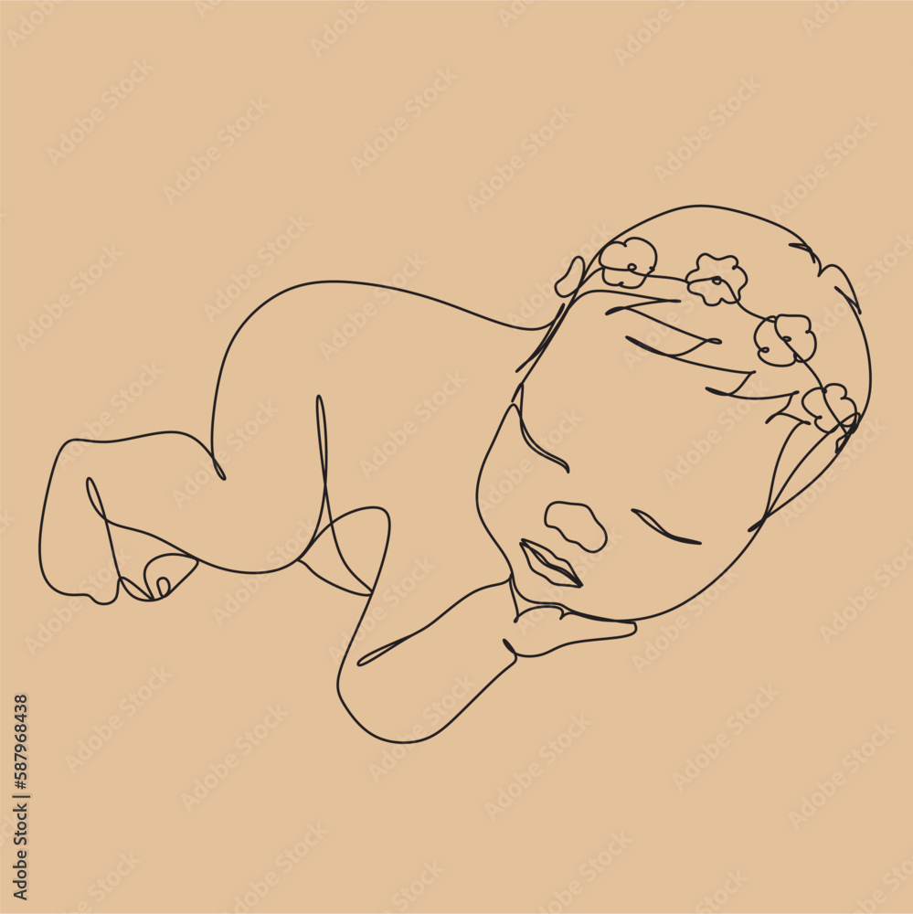 Baby one line drawing.Baby symbol with a simple. Vector illustration ...