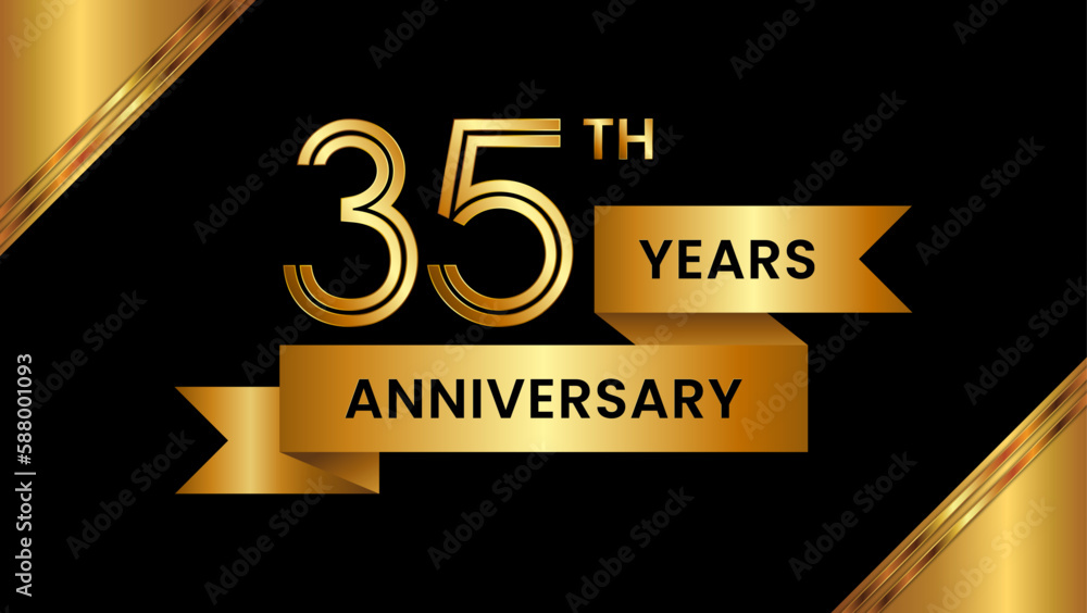 35th Anniversary. Anniversary template design with number and golden ...