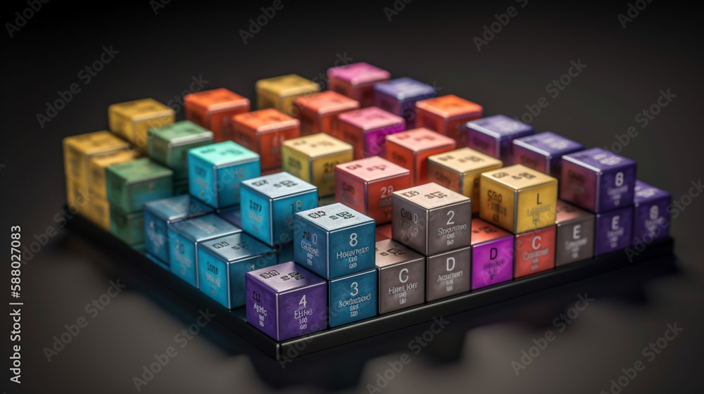 periodic table concept. cubes colored by element groups Generated AI ...