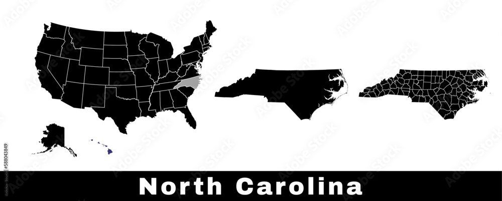 Stock-Vektorgrafik „North Carolina state map, USA. Set of North ...