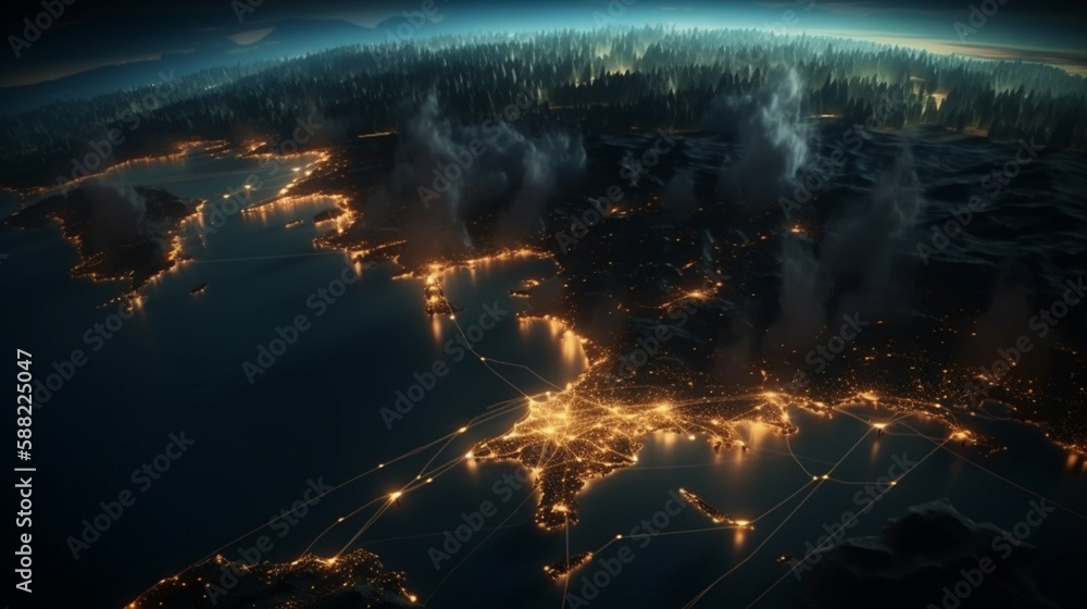 rised istanbul on dark world map with elevated countries and glowing ...