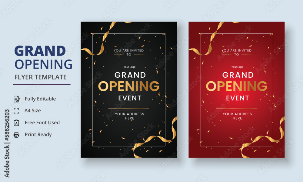 Grand Opening Flyer Template, Realistic grand Opening Invitation ...