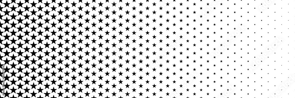 horizontal black halftone of star design for pattern and background ...