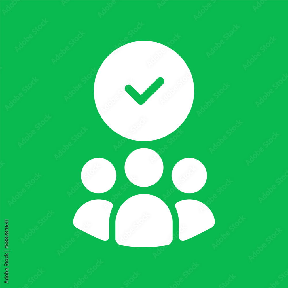 white team icon with check mark like membership Stock Vector | Adobe Stock