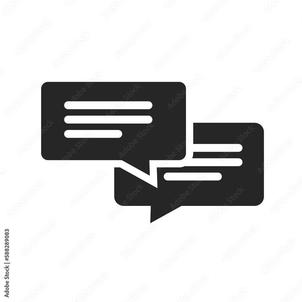 Chat talk icon symbol vector simple pictogram graphic black white ...