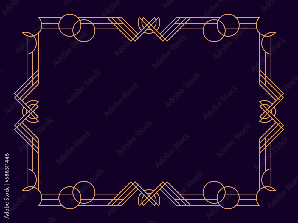 Art deco frame. Vintage linear border. Design a template for ...