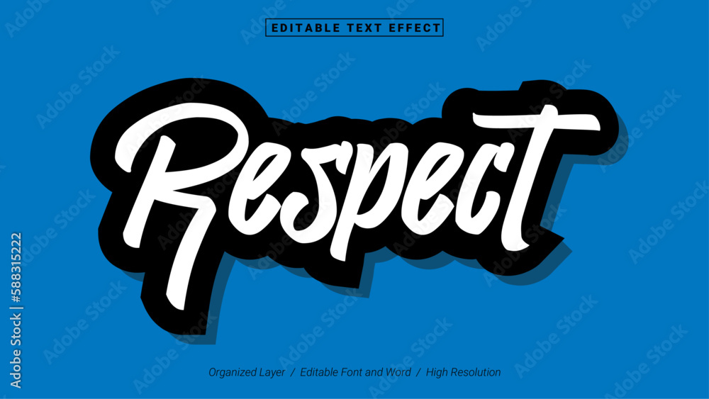 Editable Respect Font Design. Alphabet Typography Template Text Effect ...
