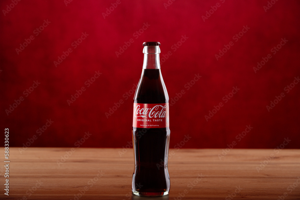 Stock-Foto „Coca-Cola 0,33 Lt. glass bottle original flavor in a studio ...