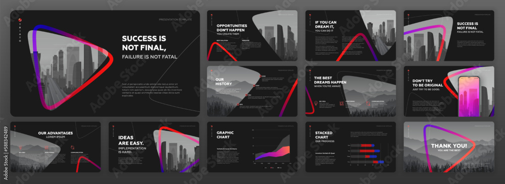 Creative Powerpoint presentation template. Modern keynote presentation background, brochure ...
