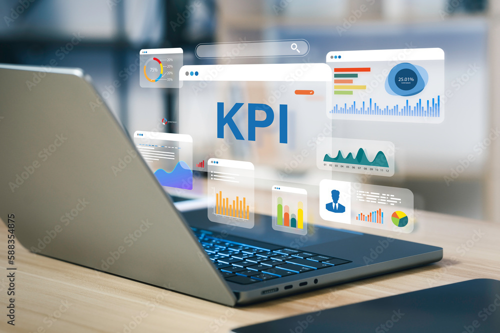 Foto de Stock analytics dashboard of Key Performance Indicator (KPI) using Business Intelligence ...