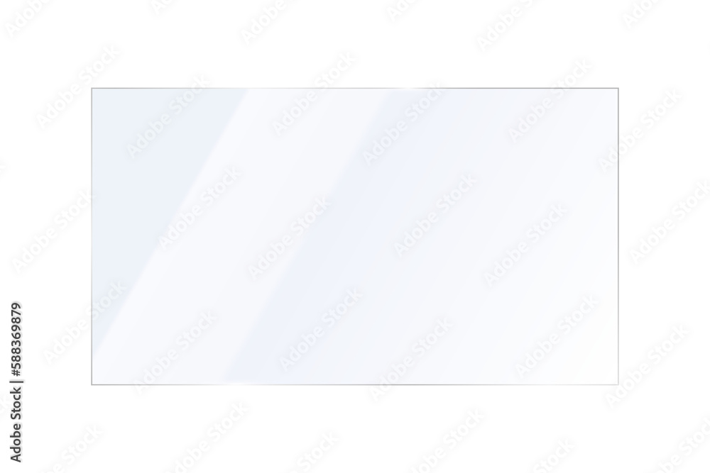 Transparent shiny glass plate. Screen reflection png illustration on a transparent background ...