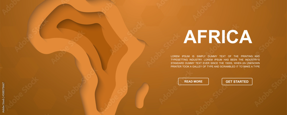 Vektor Africa 3d paper cut website template. Africa map paper cut out ...