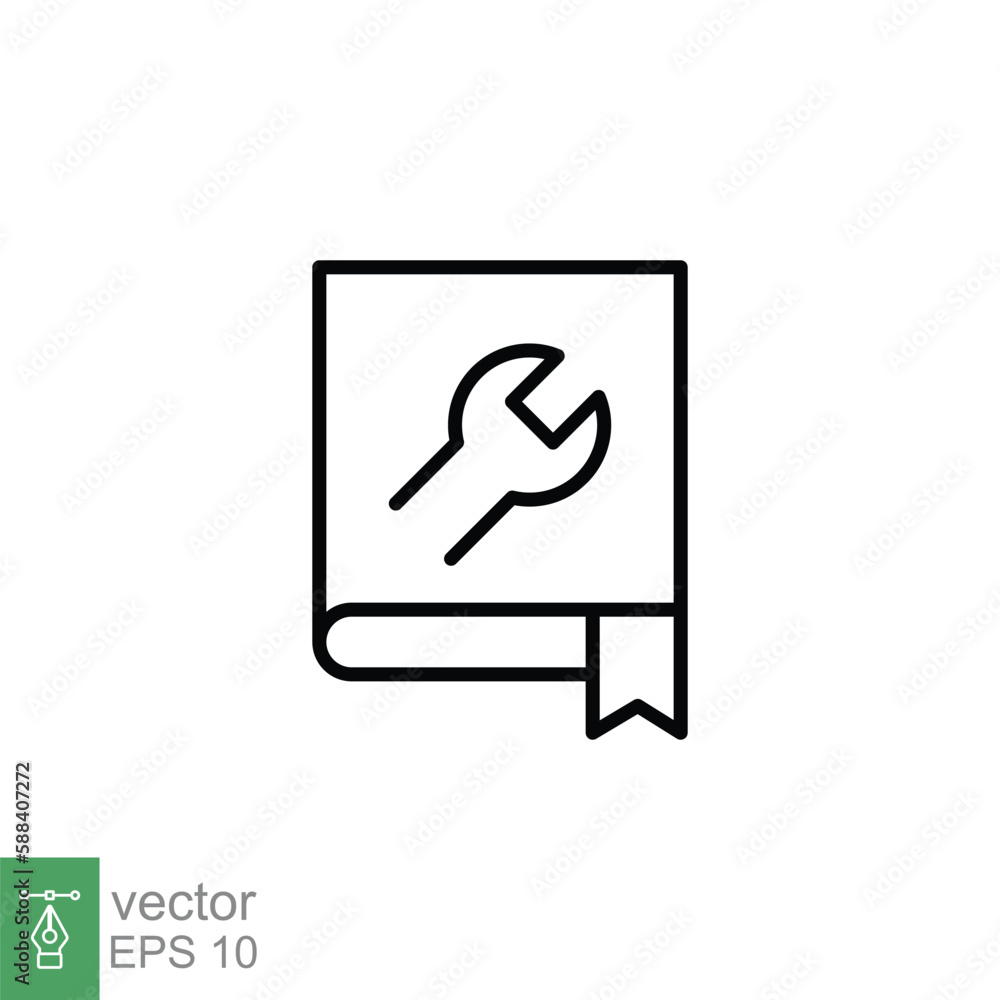 User manual book icon. Instruction, guide book, project technical ...