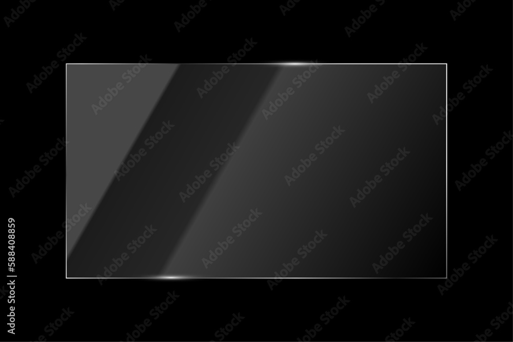 Transparent shiny glass plate. Screen reflection vector illustration on ...