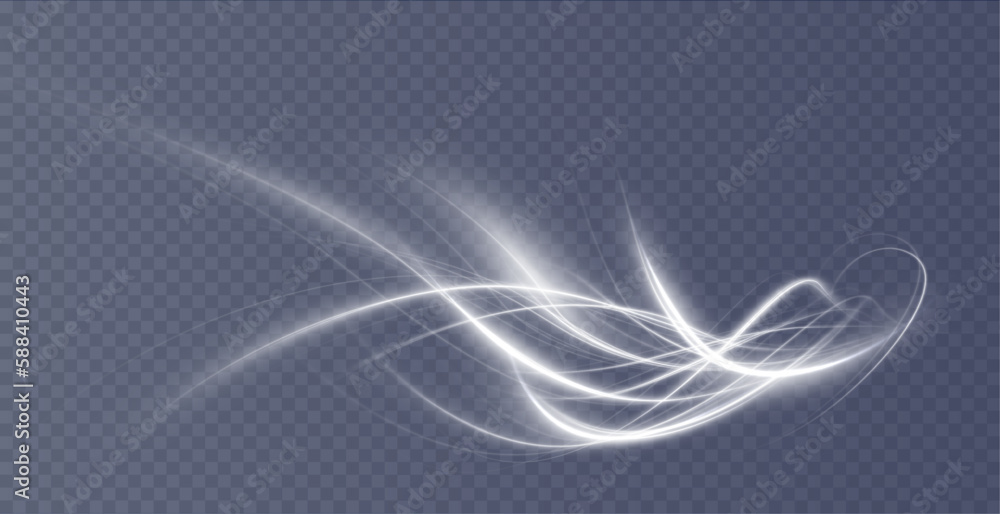 Luminous white wavy line png of light on a transparent background ...
