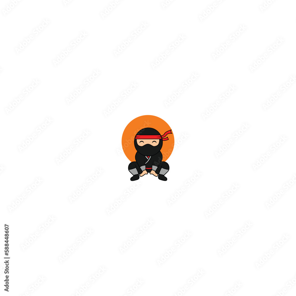 Cute kids japanese ninja assassin warrior action logo for illustration ...