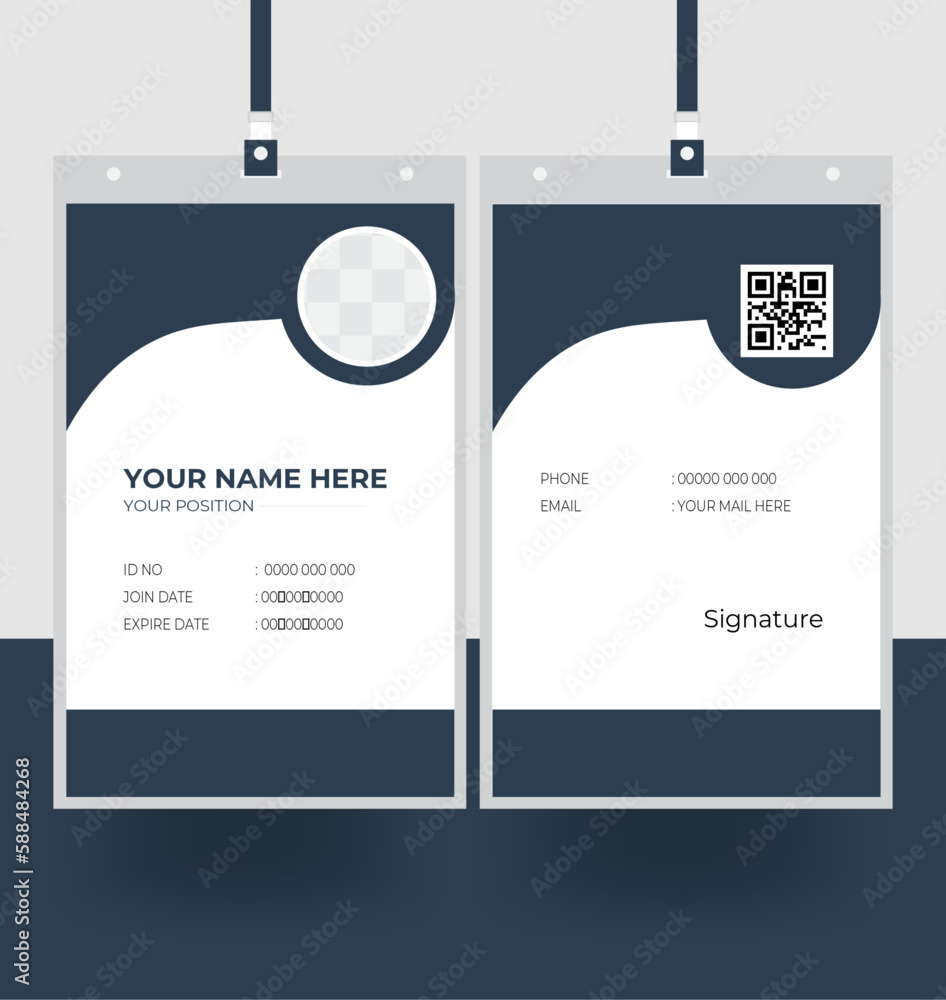 ID card template white on blue Color for your company. Professional ...