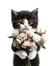 Kitten Cat With Bouquet Of Flowers Free Stock Photo - Public Domain ...