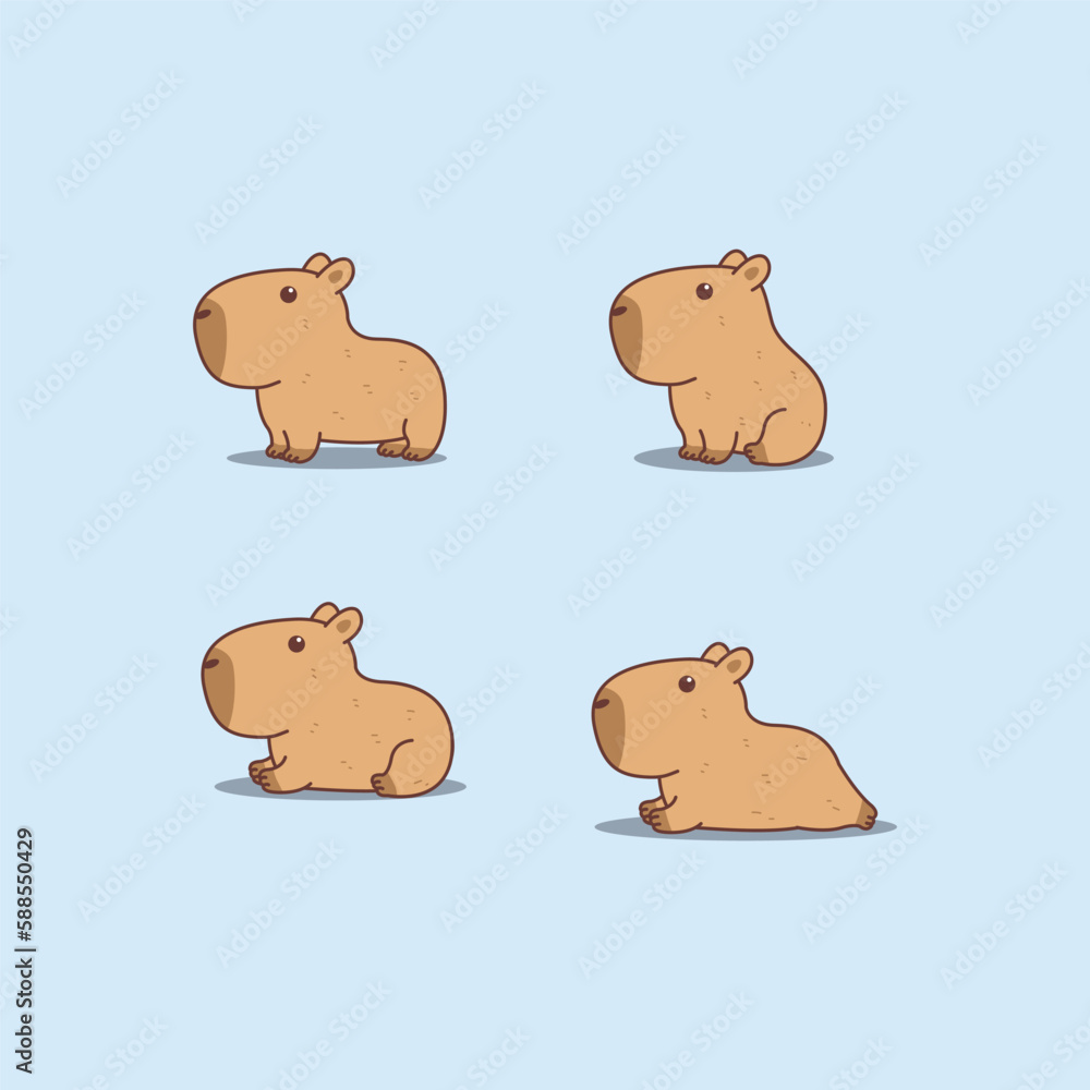 Cute capybara cartoon, vector illustration Stock Vector | Adobe Stock