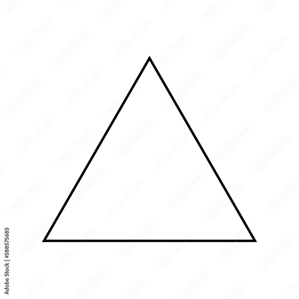 Properties of equilateral triangle in mathematics. Three sides with ...