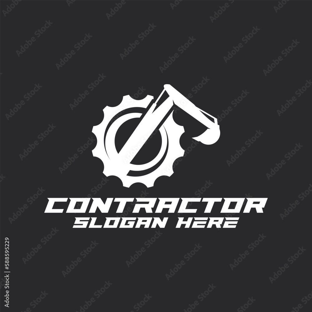 excavator silhouette logo, mining heavy equipment work excavator logo ...