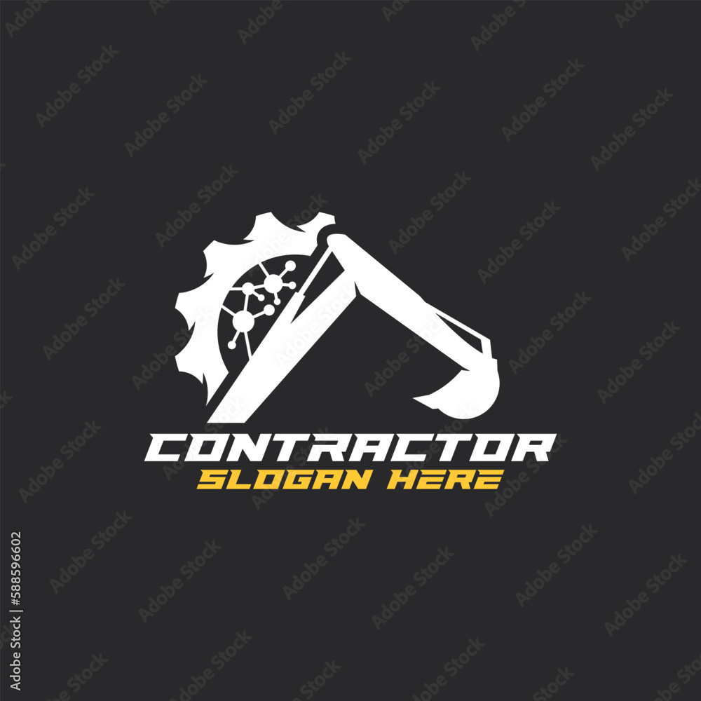 excavator silhouette logo, mining heavy equipment work excavator logo ...