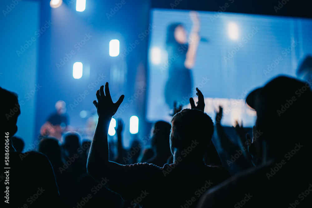 crowd of people worshiping Stock Photo | Adobe Stock