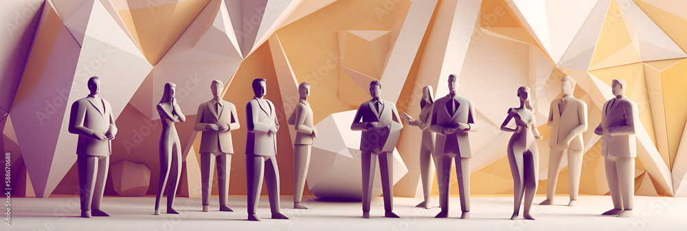 Low Poly Generative AI Illustration of Ethnic Diversity At Work ...