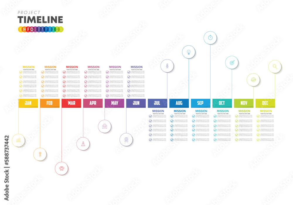 infographic Project timeline graph for 12 months modern diagram ...