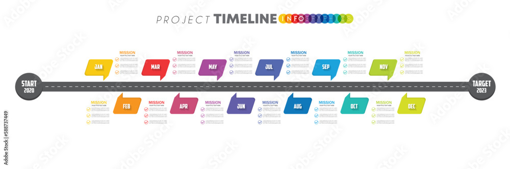 infographic Project timeline graph for 12 months modern diagram ...