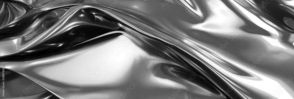 silver gradient background with molten liquid metal texture. Generative ...