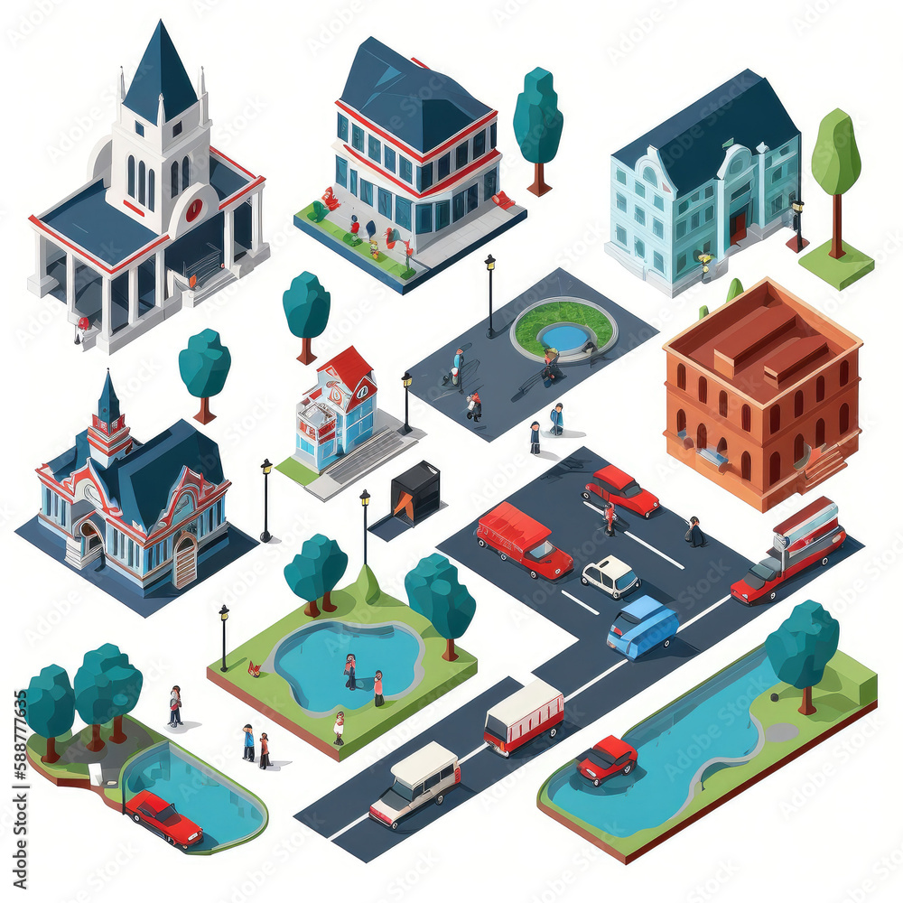 Стоковая иллюстрация «sprite sheet of of isometric vector art, city ...