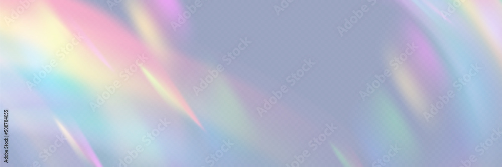 Rainbow colorful light prism effect, transparent background. Hologram ...