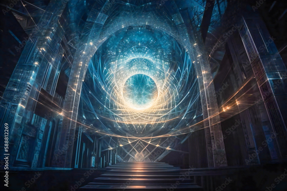 Fantasy big hall in heaven or in a spiritual dimension. Deep spiritual ...