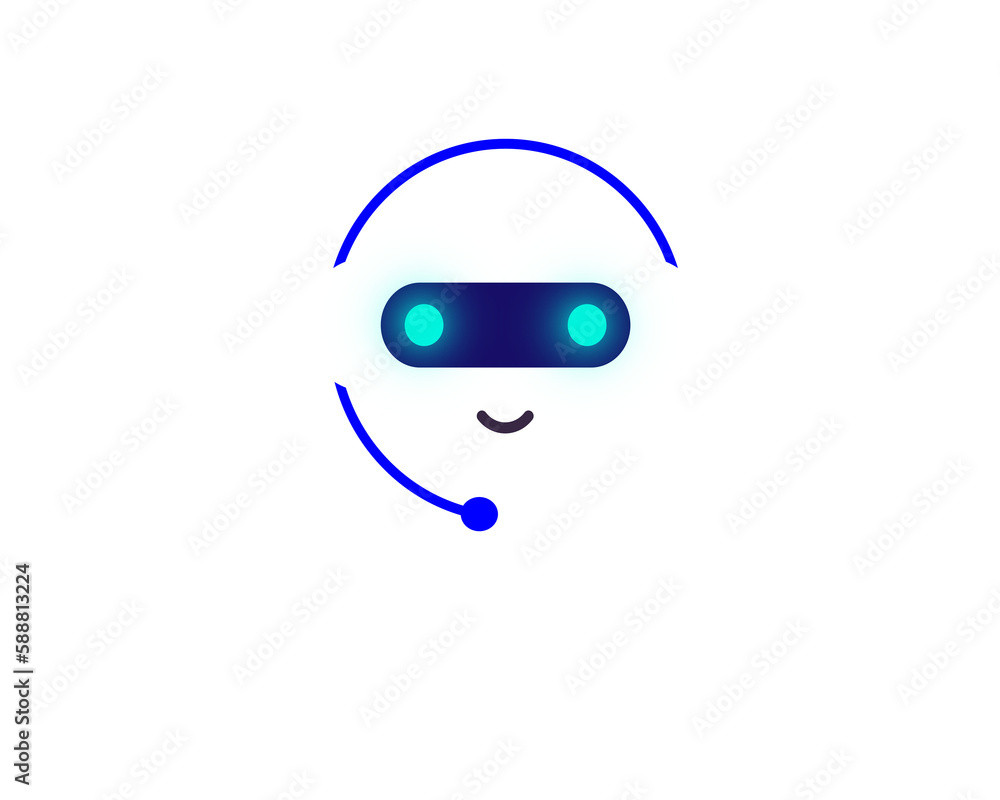 Ilustración de Stock AI Chat Bot icon transparent png asset. Cute robot ...