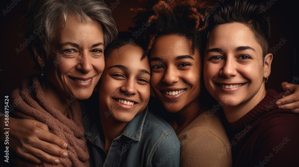 An image of a loving LGBT family, with two lesbian parents and their ...