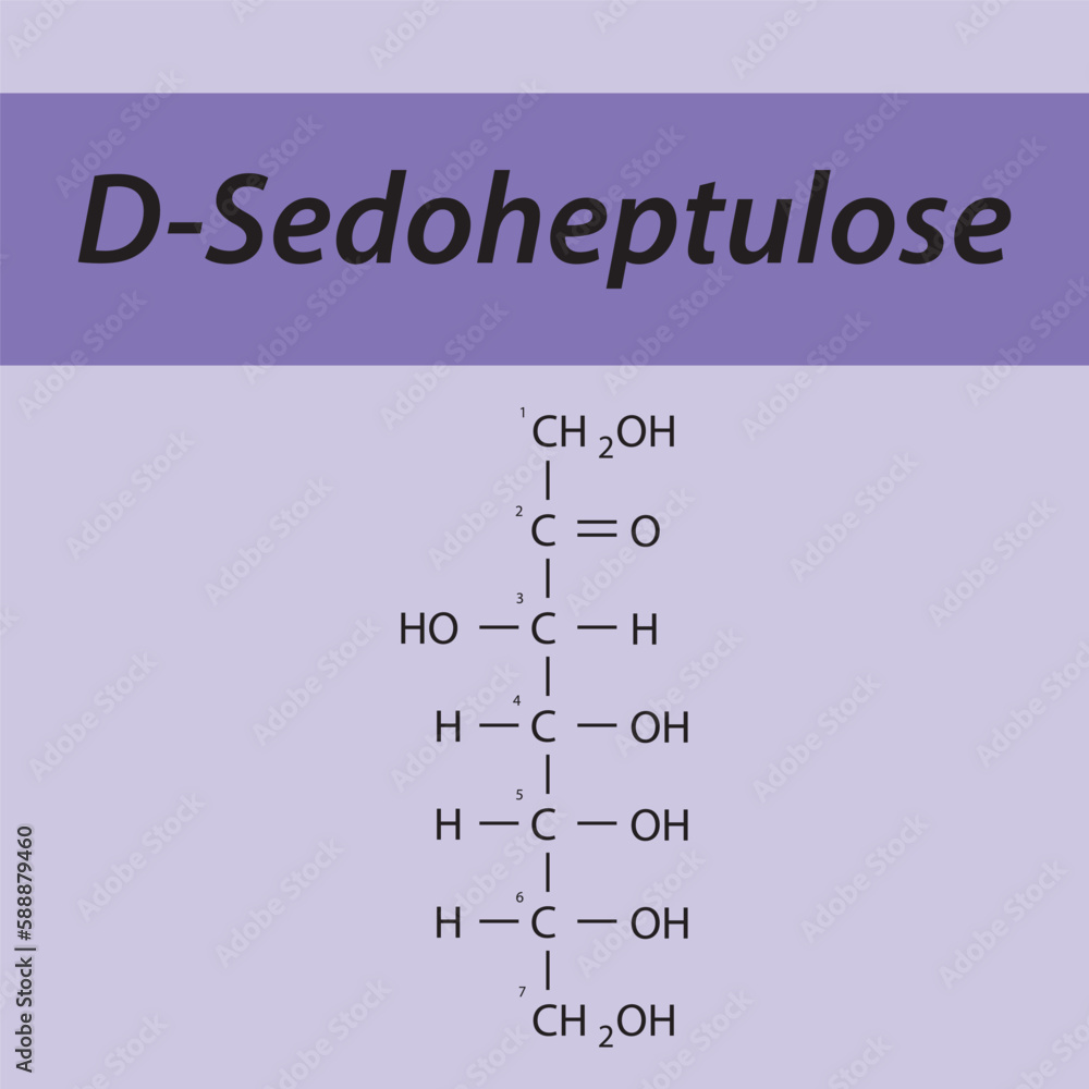 Straight chain form chemical structure of D-Sedoheptulose sugar ...