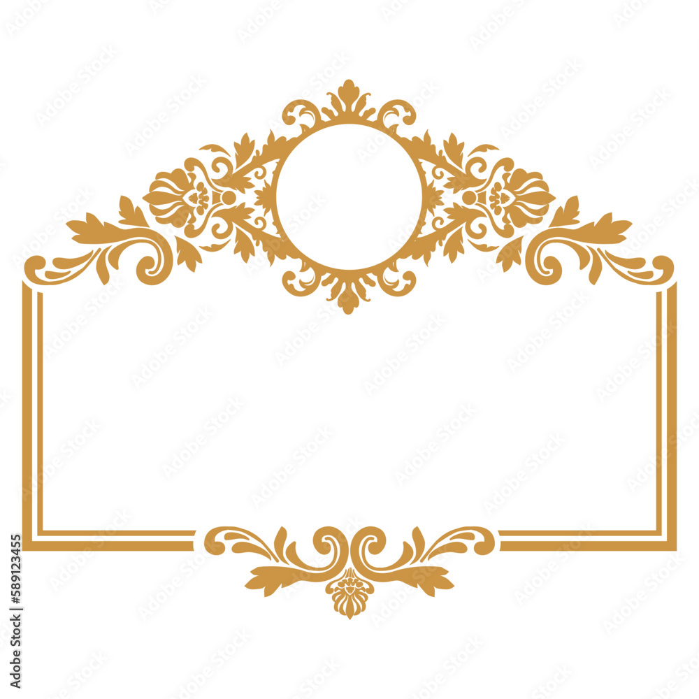 gold damask pattern frame Stock Vector | Adobe Stock