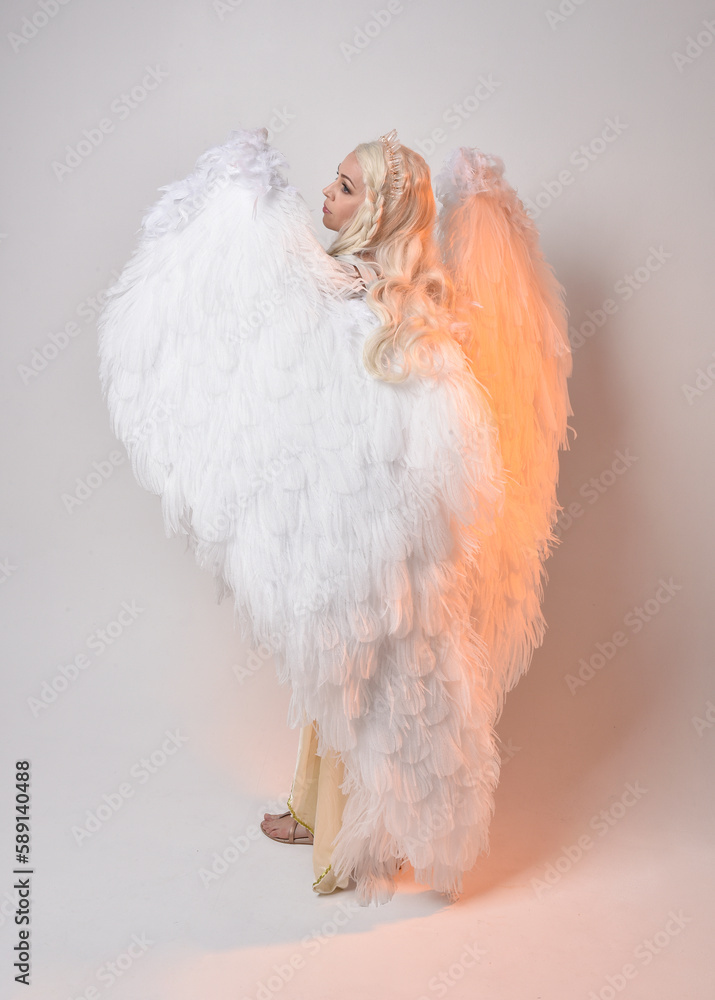 Full length portrait of beautiful blonde woman wearing a fantasy ...
