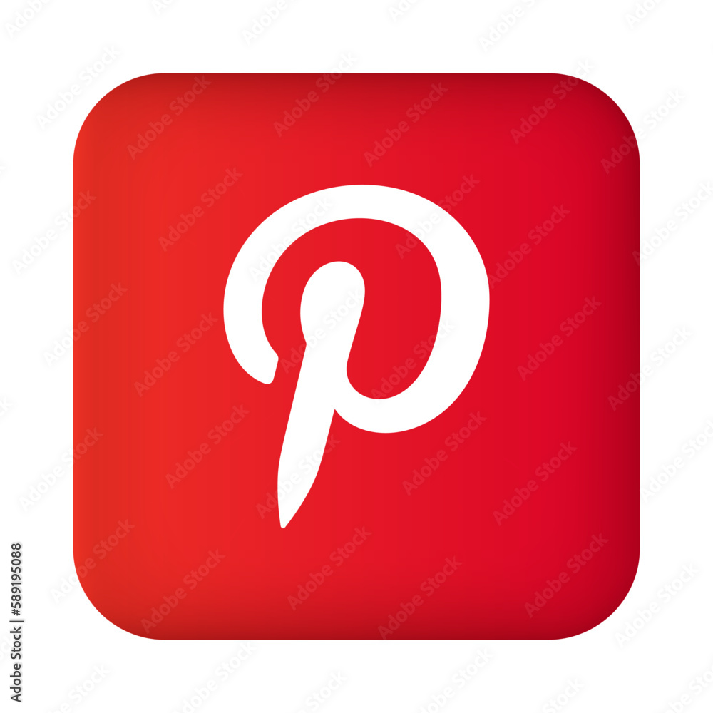 Realistic square with pinterest logo Stock Vector | Adobe Stock