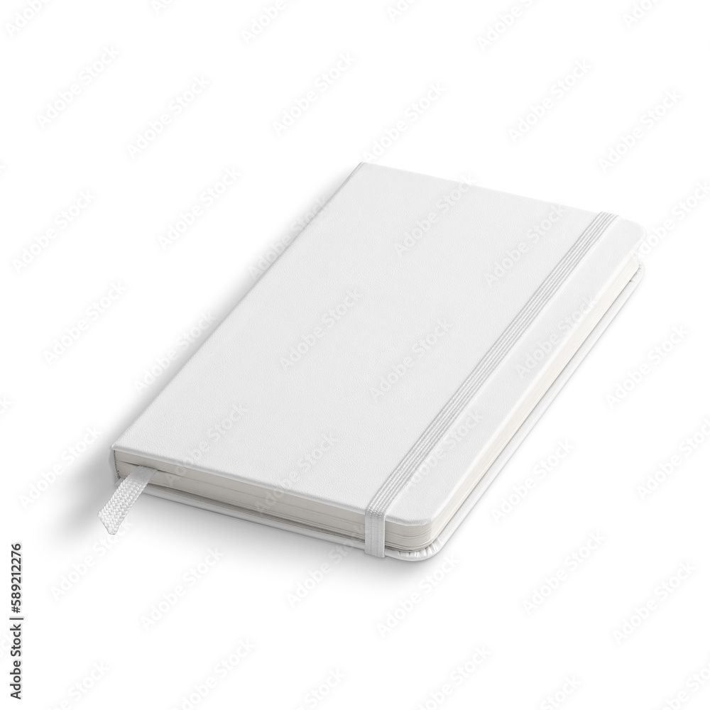 Top view of a white leather notebook mockup isolated on a transparent ...