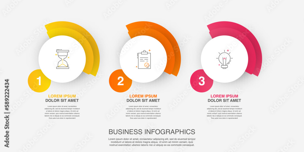 Vector template circle infographics. Modern business concept with 3 options and parts. Three ...