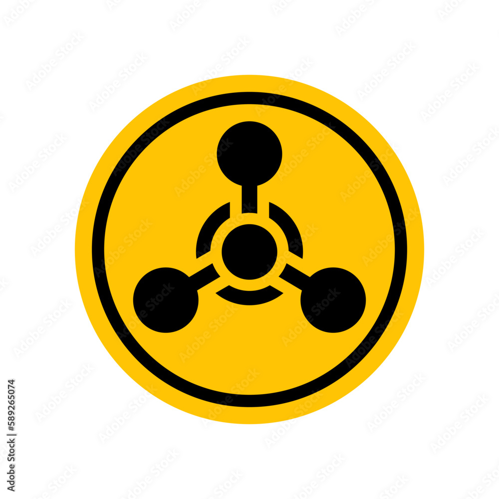 Chemical weapon sign. Black danger icon on yellow round symbol. Vector ...