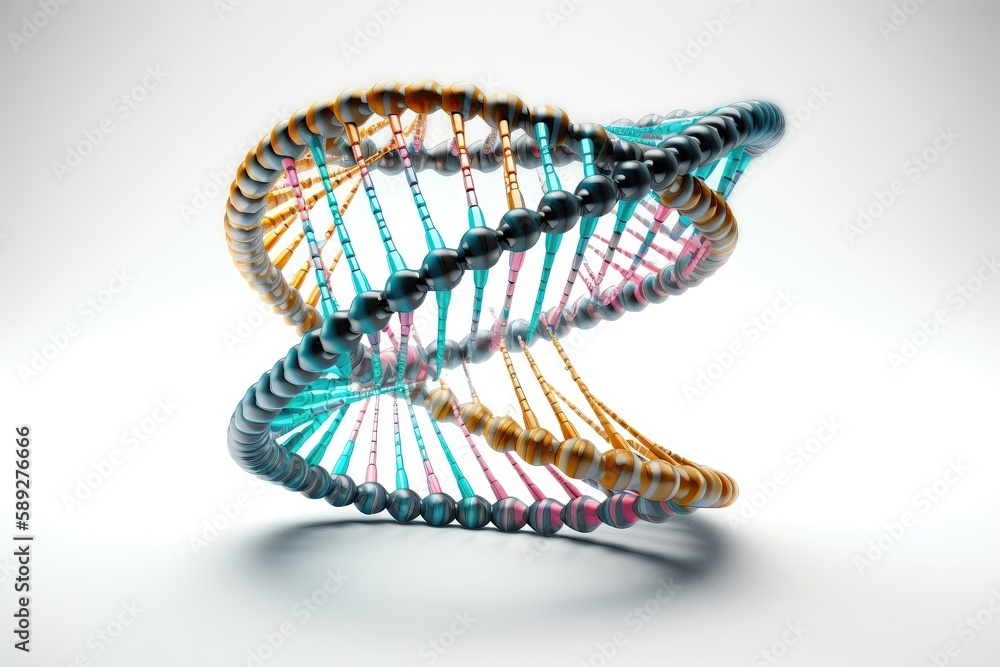 DNA helix, gene molecule spiral loop, 3D genetic chromosome cell ...