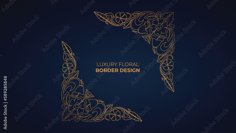 Decorative Floral gold border . Vintage calligraphic corners and ...