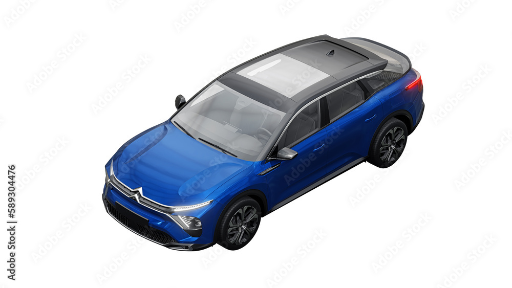 Paris, France. April 05, 2023. Blue Citroen C5X is a stylish and ...