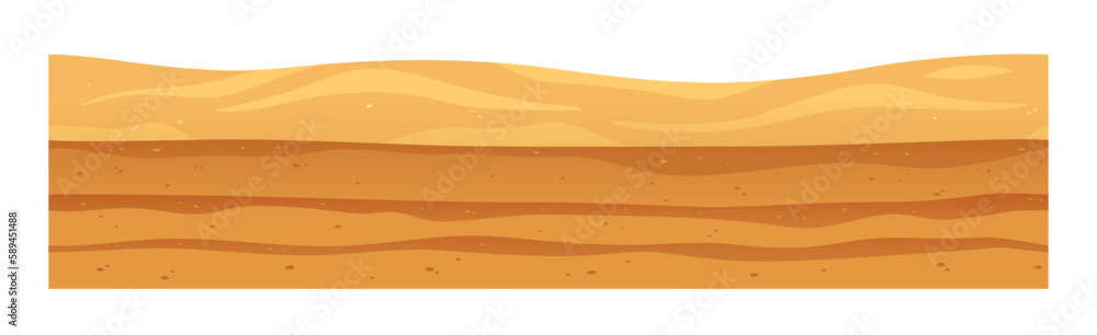 Desert sand cross-section. Dry sandy soil, under ground, underground ...