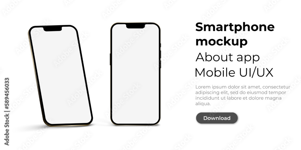 Realistic smartphone mockup on isolated background. Photorealistic ...