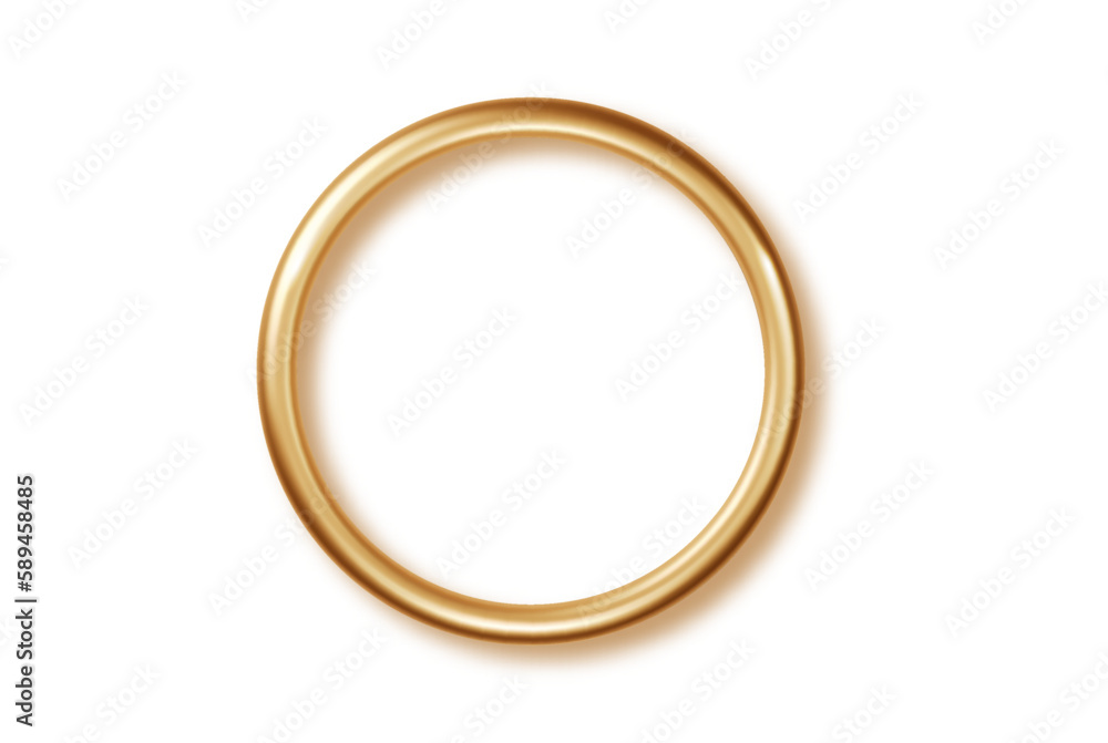 Gold circle with shadows on transparent background. Golden metal ring ...